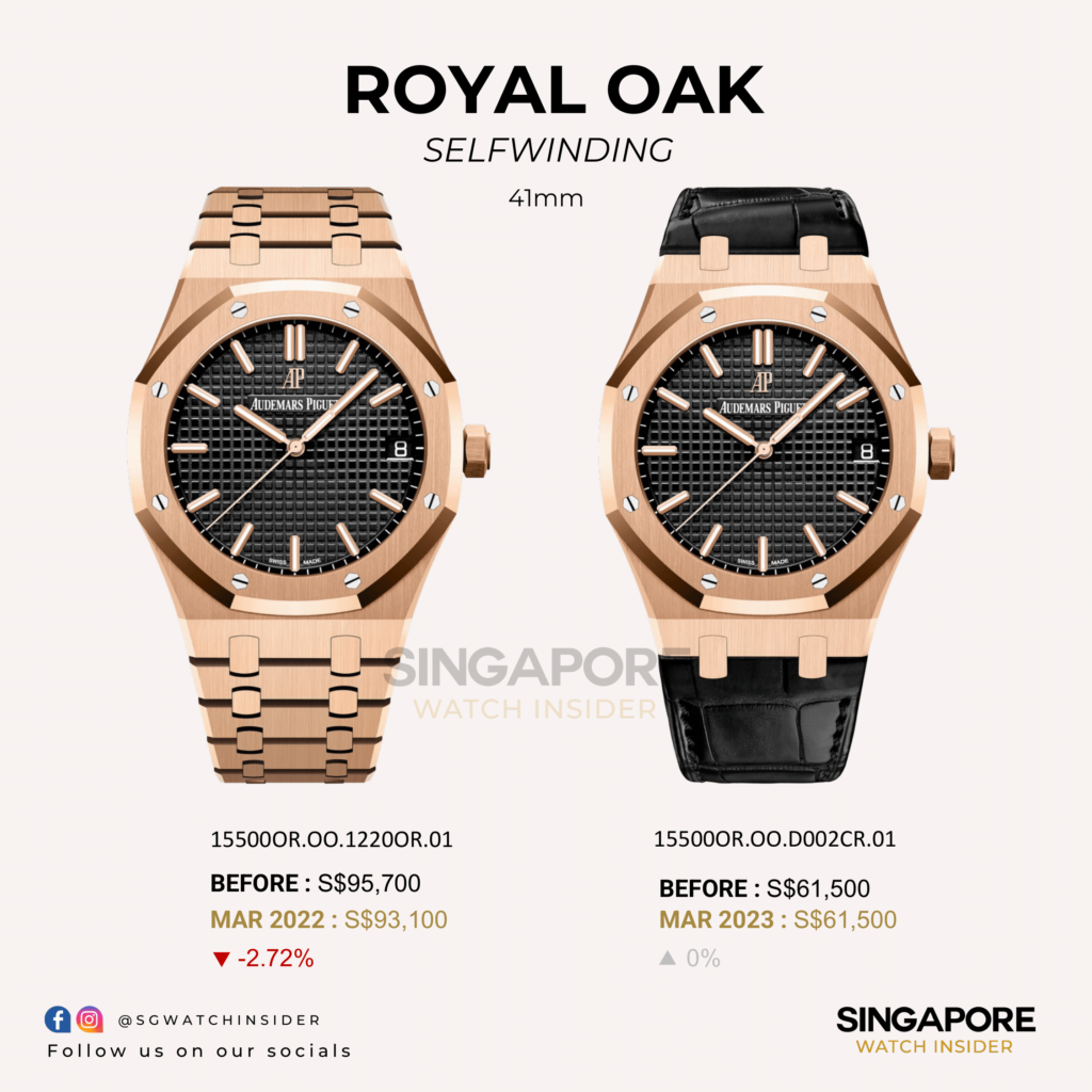 AUDEMARS PIGUET: RETAIL PRICE CHANGES 2023 MARCH (ROYAL OAK ...